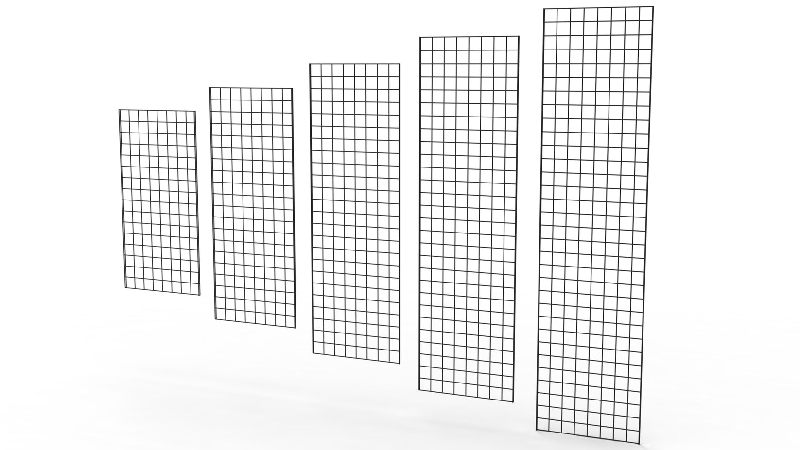 All 2 Ft Wide Black Gridwall Panels Various Heights | Tebo