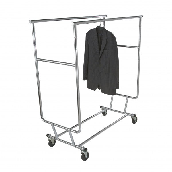 Salesman Rack Collapsible Double Bar Chrome – Tebo – Tebo Store Fixtures